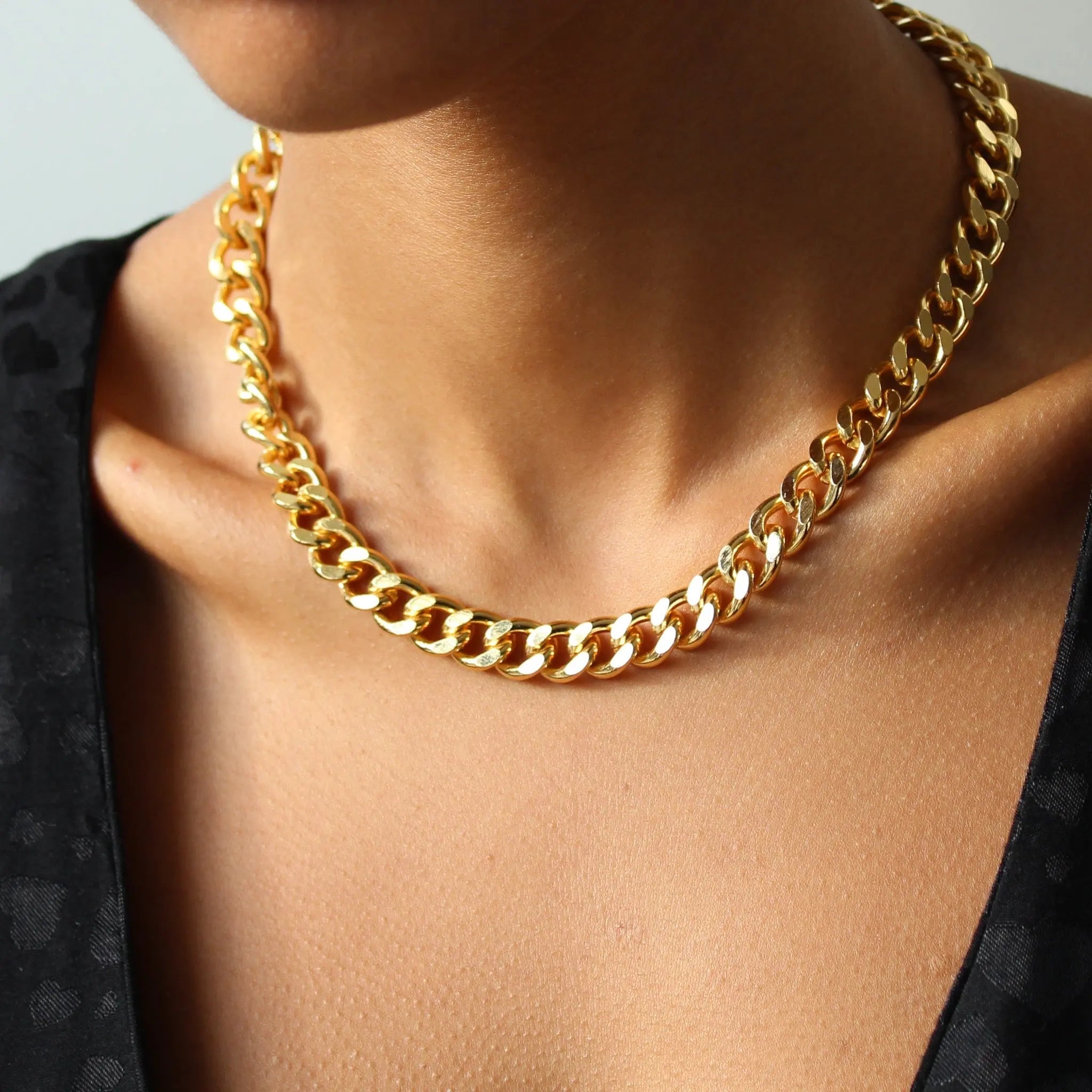 Vintage 1980s Chunky Chain Necklace - 18 Carat Gold Plated Deadstock ...