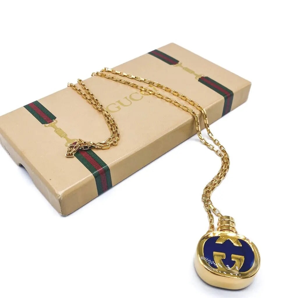 Gucci Necklace Vintage 1970s Perfume Bottle Pendant - JAGGED METAL ...